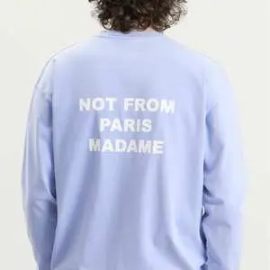 Drole De Monsieur Washed Long Sleeve Slogan T-shirt