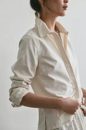 We The Free Benny Slim Oxford Button-down Shirt - Ivory Combo