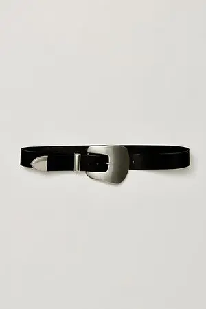 Free People Leather Belt With Metal Buckle - Black