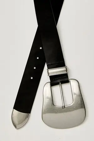 Free People Leather Belt With Metal Buckle - Black