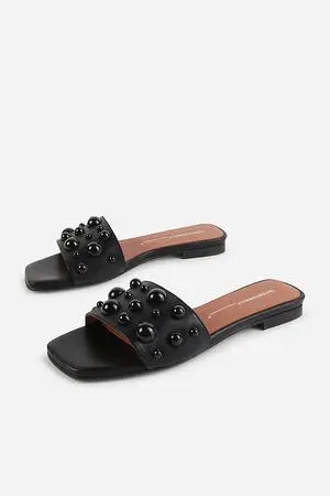 Intentionally Blank Cocktail Beaded Slides - Black