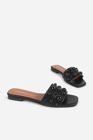 Intentionally Blank Cocktail Beaded Slides - Black