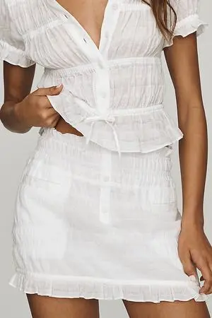 ROWING BLAZERS Cotton Ruffle Trim Mini Skirt