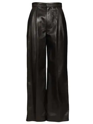 Bottega Veneta Wide-leg Shiny Lambskin Trousers - Black