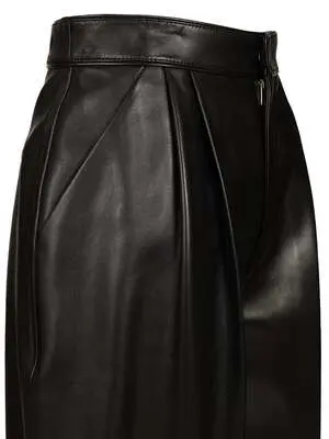 Bottega Veneta Wide-leg Shiny Lambskin Trousers