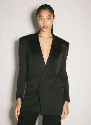 Saint Laurent Silk Satin Double-breasted Tuxedo Blazer