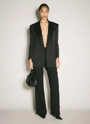 Saint Laurent Silk Satin Double-breasted Tuxedo Blazer