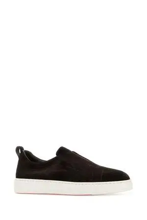 Santoni Dark Suede Victory Slip Ons