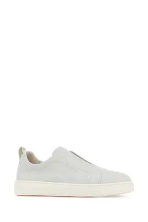 Santoni Chalk Leather Victory Slip Ons