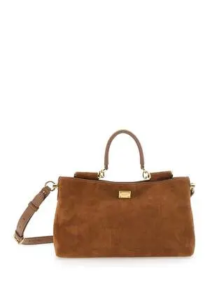 Dolce & Gabbana DOLCE & GABBANA Vittoria Suede Shoulder Bag Cream