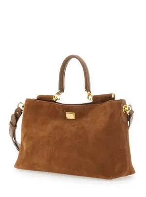 Dolce & Gabbana Vittoria Suede Shoulder Bag - Cream