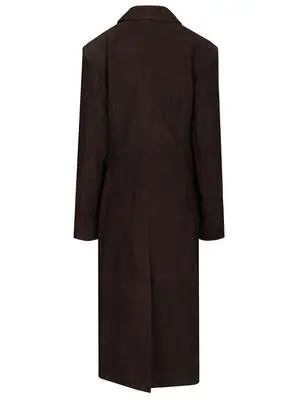 ROTATE BY BIRGER CHRISTENSEN Long Suede Double-breasted Coat