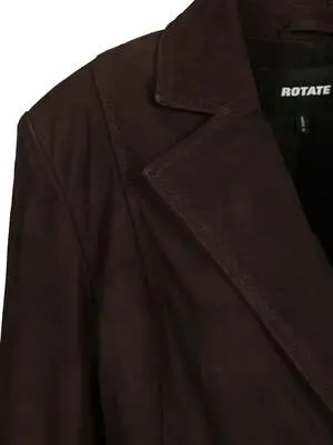 ROTATE BY BIRGER CHRISTENSEN Long Suede Double-breasted Coat