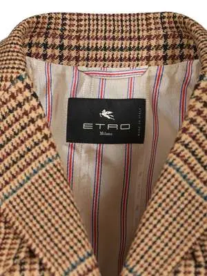 Etro Cropped Houndstooth Wool Blazer - Multicolor