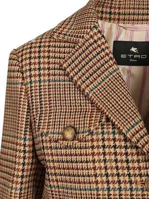 Etro Cropped Houndstooth Wool Blazer - Multicolor