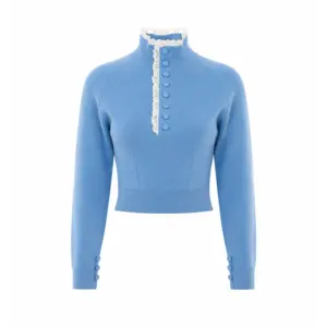 Chloé Lace And Wool Knit Sweater - Blue