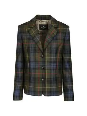 Etro Single-breasted Checked Wool Blazer - Multicolor
