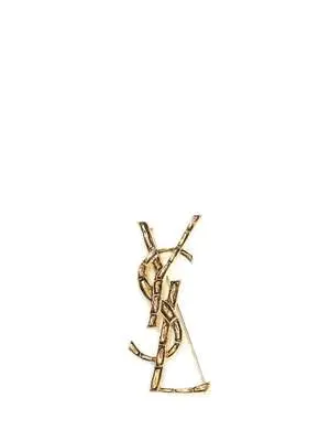 Saint Laurent Cassandre Crocodile Brooch - Gold