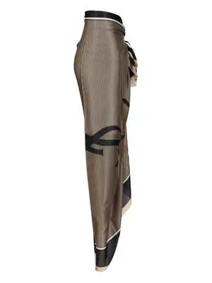 Saint Laurent Cassandre Striped Silk Charmeuse Stole