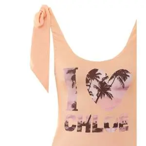 Chloé One-piece Swimsuit With Tropical Print And Knotted Shoulder - Pink