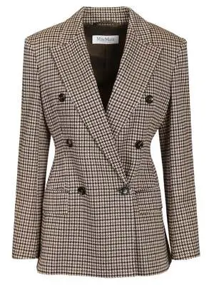 Max Mara Double-breasted Houndstooth Blazer - Multicolor