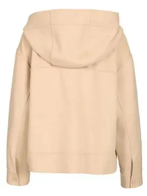 Max Mara Double Wool Hooded Jacket With Dropped Shoulders - Cream