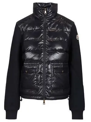 MONCLER Moncler Zip-Up Sweatshirt With Padded Nylon Laqué Front