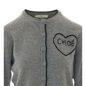 Chloé Knitted Logo Cardigan - Gray