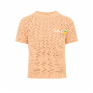 Chloé Logo Crochet Short Sleeves Sweater - Orange