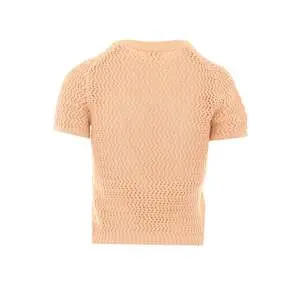 Chloé Short Sleeve Crochet Sweater - Orange