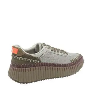 Chloé Sneakers Color Block, Lace-up, Round Toe - Cream