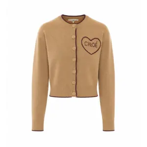 Chloé CHLOE Logo Knitted Slim Cardigan Brown