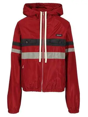 Miu Miu Blouson In Technical Canvas With Drawstring Hood - Red