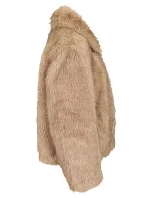 Max Mara Short Fur Coat With Shirt Collar - Cream