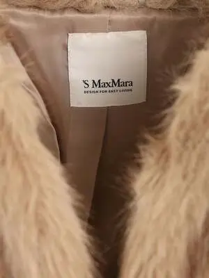 Max Mara Short Fur Coat With Shirt Collar - Cream