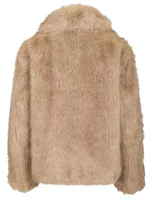Max Mara Short Fur Coat With Shirt Collar - Cream