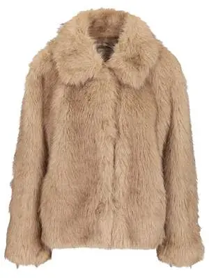 Max Mara S MAX MARA Short Fur Coat With Shirt Collar Cream