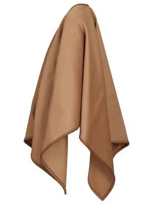 Max Mara Double-drap Pure Wool Cape With Leather Belt - Cream