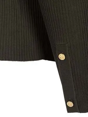 Max Mara Long-sleeved Ribbed Wool Sweater With Decorative Cuff Buttons