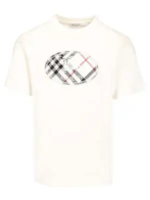 Burberry Knight Check Print Cotton T-shirt - White