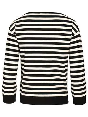Max Mara Striped Boat Neck Viscose Blend Sweater