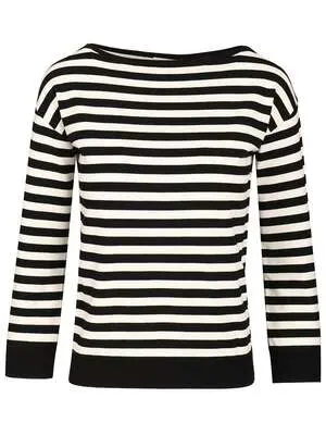 Max Mara Striped Boat Neck Viscose Blend Sweater - Multicolor