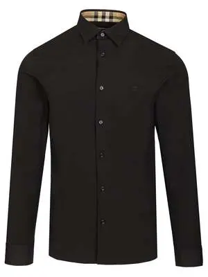 Burberry Slim Fit Shirt In Stretch Cotton - Black