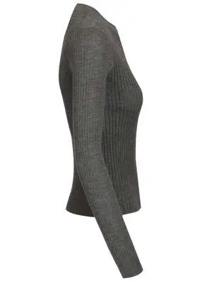 Burberry Ribbed Cashmere Crewneck Cardigan - Gray