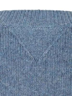 Bottega Veneta Medium Weight Cashmere Sweater With Woven Leather Elbow Patches - Blue