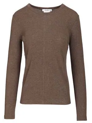 Max Mara Max Mara Ribbed Silk And Lyocell Sweater Cream