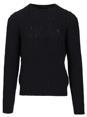 Etro Cashmere Crew Neck Sweater With Embroidered Pegasus - Blue