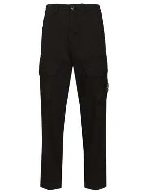 Stone Island Stretch Organic Cotton Twill Cargo Trousers - Black