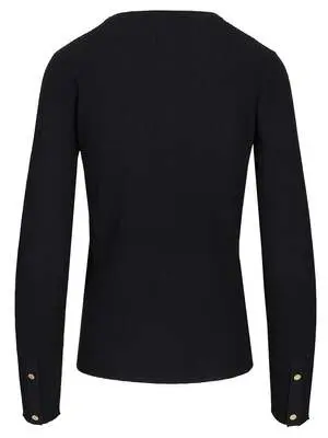 Max Mara Ribbed Crewneck Long Sleeve Wool Top - Blue