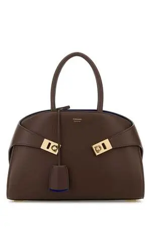 FERRAGAMO Salvatore Leather Small Hug Handbag - Brown